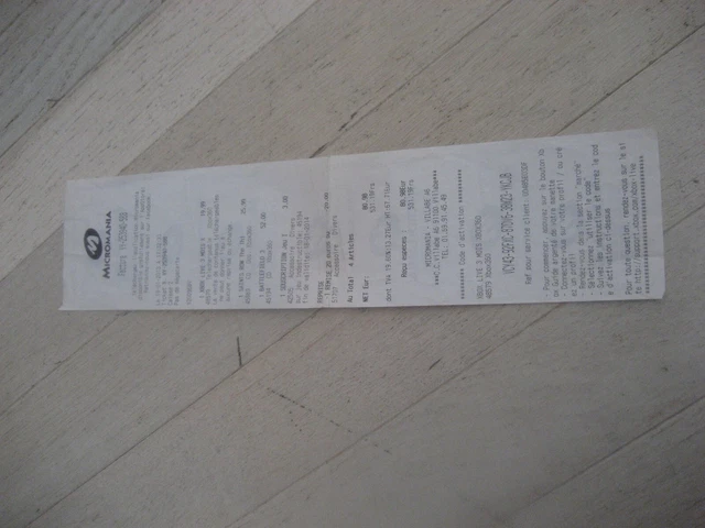TICKET DE CAISSE micromania le 19-01-2013 EUR 12,00 - PicClick FR