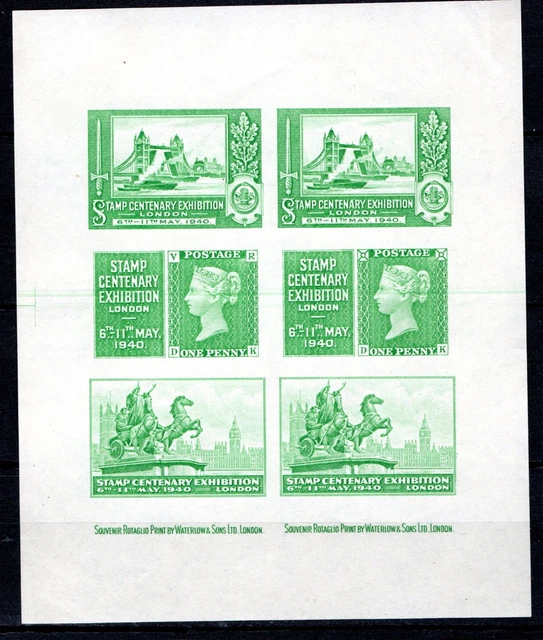 STAMPS LOCAL UK-STAMP Centenary Exhibition in London, m/sheet, 1940 ...