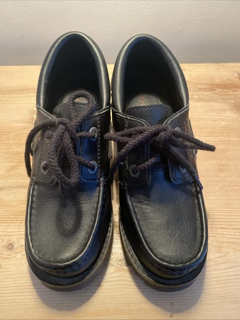 KICKERS KLIO Y2K Style Lace-Up Black Leather Chunky Heel Shoes Size UK ...