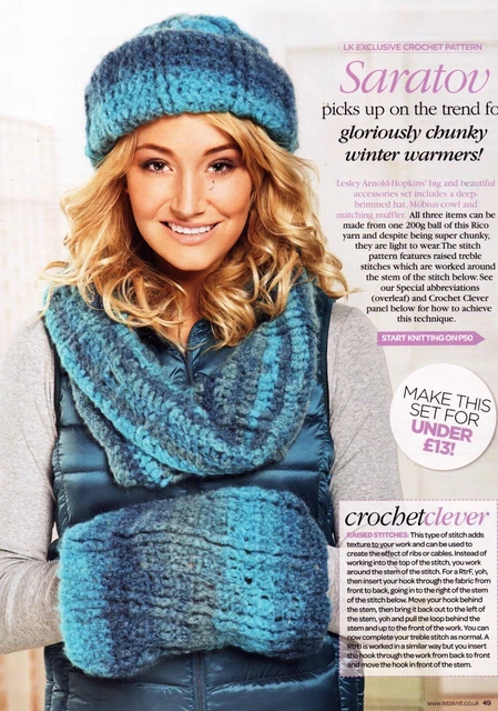 ~ PULL-OUT CROCHET Pattern For Lady's Beautiful Hat, Cowl & Hand ...