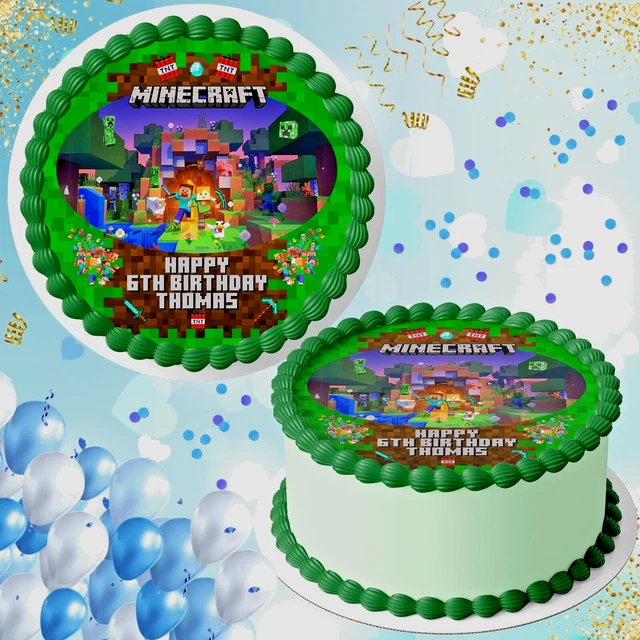 MINECRAFT GAMING PERSONALISED Birthday Edible Icing Cake Topper Party ...