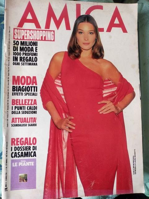 SETTIMANALE AMICA N.11/1991 CARLA BRUNI, VITTORIO SGARBI, KEVIN COSTNER ...