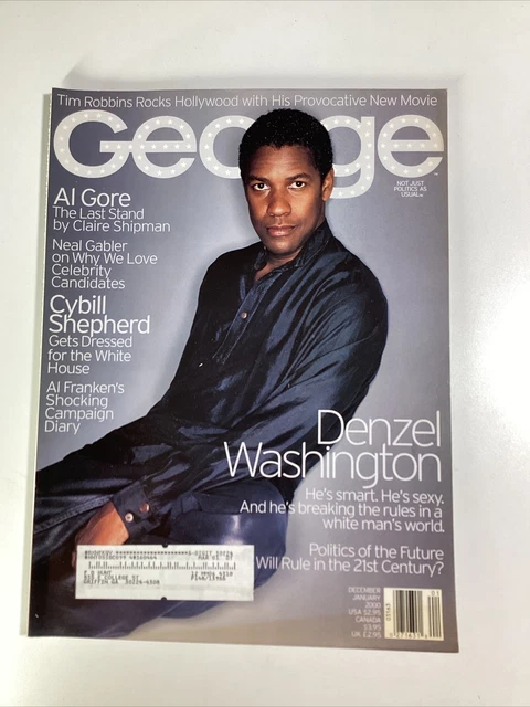 GEORGE MAGAZINE JFK Jr 2000 Denzel Celebrity Trump Gore Cybill Franken ...