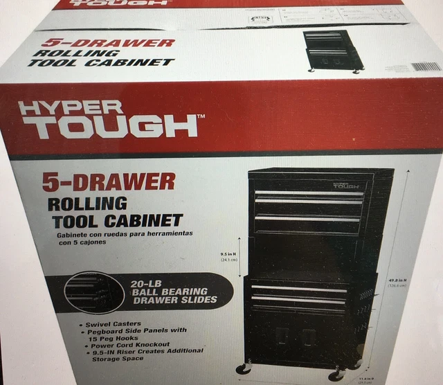 HYPER TOUGH 20-IN 5-Drawer Rolling Tool Chest Cabinet Combo Riser Work ... HYPER TOUGH 20-IN 5-Drawer Rolling Tool Chest Cabinet Combo Riser Work ...