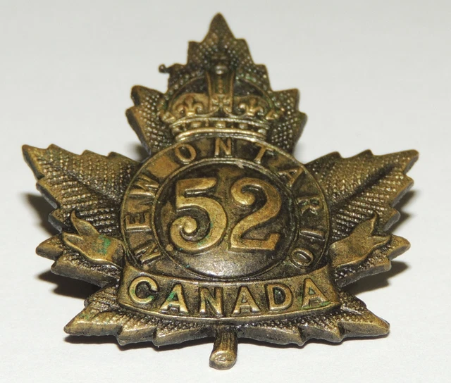 WW1 WORLD WAR One Canadian 52nd CEF New Ontario Cap badge Canada $52.00 ...