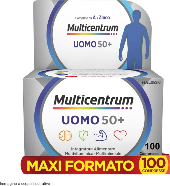 UOMO 50+ INTEGRATORE Alimentare Multivitaminico Completo, Con Vitamina ...