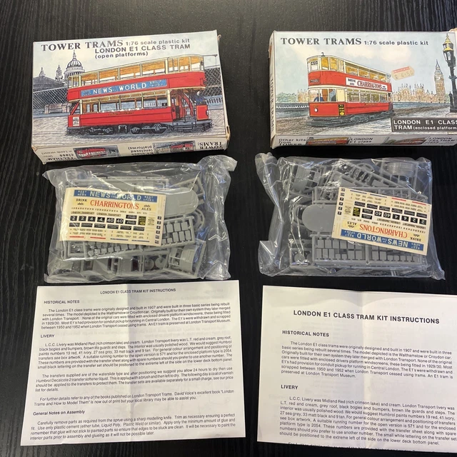 TOWER TRAMS LONDON E1 Class Tram (open Platforms) 1:76 Model Kit X 2 ...