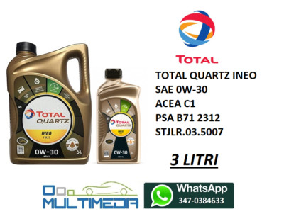 3 LITRES ENGINE oil total quartz ineo first 0w-30 ACEA c1 PSA Peugeot ...