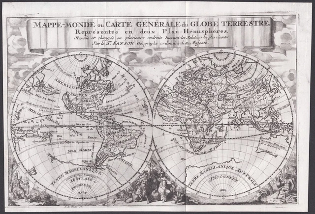 WORLD MAP WELTKARTE Mappemonde California island map carte Karte Sanson ... WORLD MAP WELTKARTE Mappemonde California island map carte Karte Sanson ...