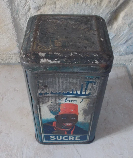 ANCIENNE BOITE MÉTAL Tôle chocolat BANANIA France bleu SUCRE 1920s ...