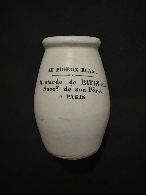 ANCIEN POT À Moutarde en Faïence AU PIGEON BLANC PATIN Fils Vers 1850 ...