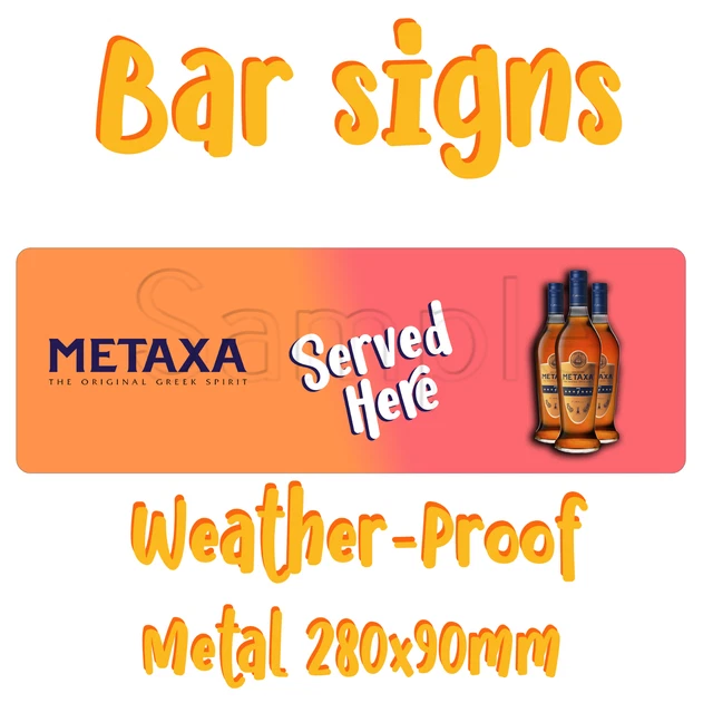 METAXA GREEK METAL Bar Sign Served Here Beer Wine Gin Whiskey Larger ...
