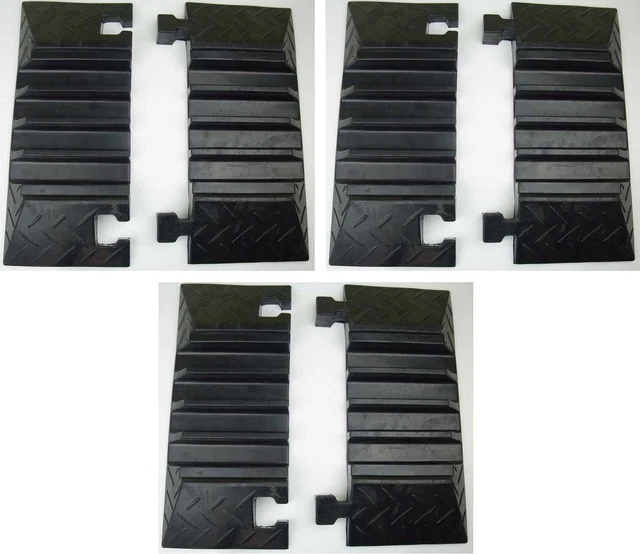 6X 4 CHANNEL Endpiece Rubber Ramp Cable Bridge Crossing Ramp Cable ...
