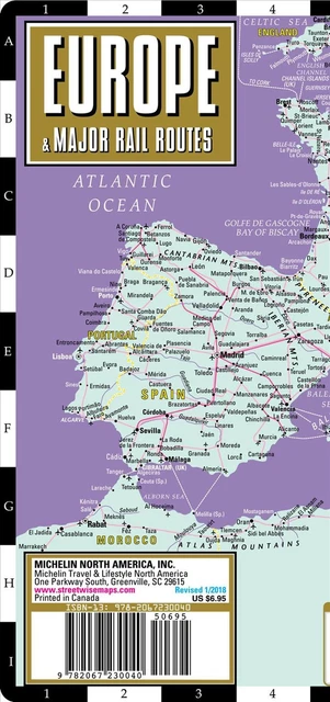 STREETWISE EUROPE & Major Rail Routes Laminated Map: City Plans by ...