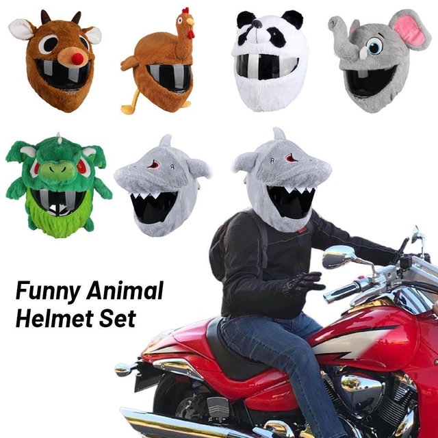 HELMET PROTECTION HEADGEAR Cover Funny Cartoon Fluffy Plush Set for ...