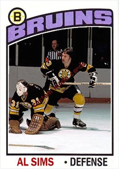 CARTA DA HOCKEY Boston Bruins Al Sims stile top su misura 1976-77 2 EUR ...