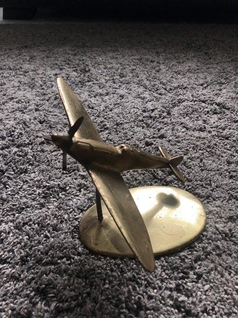 VINTAGE BRASS SPITFIRE Aircraft Model Heavy Desk Display (smaller) £35. ...