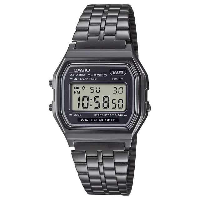 CASIO VINTAGE GUNMETAL Grey Series Classic Digital Backlight Watch ...