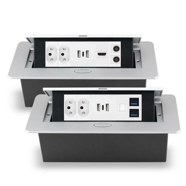 DESKTOP SOCKET PLUG USB Type-C RJ45 HDMI Built-In Benchtop Electricity ...