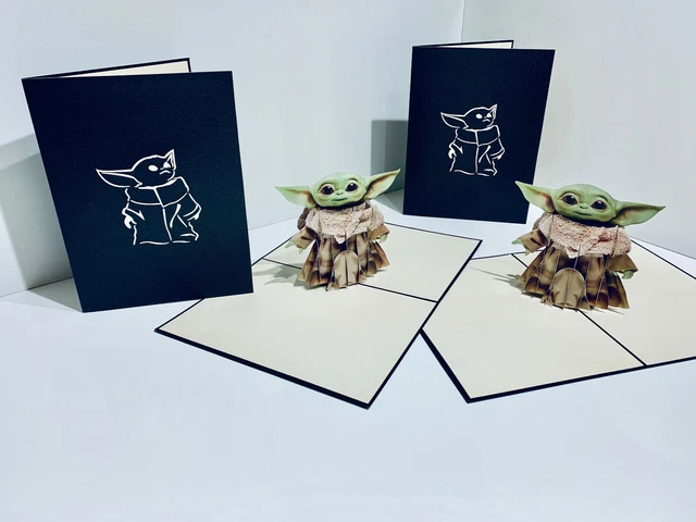 ORIGAMI POP CARDS BABY YODA STAR WARS 3D Pop Up Greeting Card Handmade ...