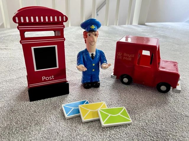 POSTMAN PAT FIGURINE & van set with added wooden postbox & letters £13. ...