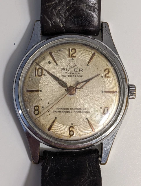 1950S BULER 17 Jewels Nivarox Hairspring Unbreakable Mainspring ...