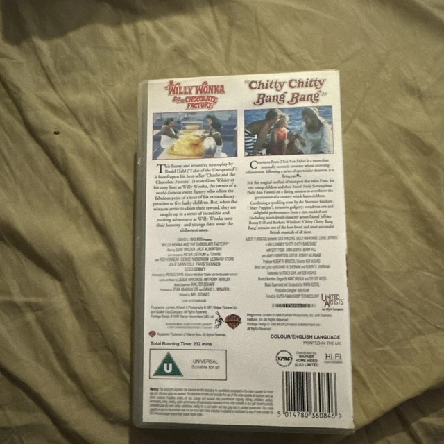 VHS WILLY WONKA and the Chocolate Factory/Chitty Chitty Bang Bang Cert ...
