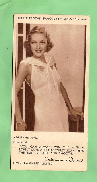 1930S LUX TOILET SOAP "FAMOUS FILM STARS" ACTRESS CARD 5th SERIES BETTE ...
