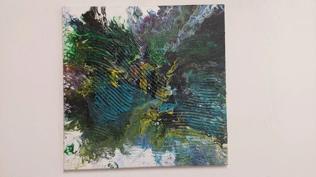 ABSTRAKTE MALEREI KUNST ACRYL Original BILD Gemälde MODERN Unikat Leinw. Pouring EUR 15,00 ...
