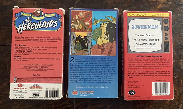HERCULOIDS SUPERMAN VHS Lot Cartoon Vintage Hanna Barbera DC comics 80s ...