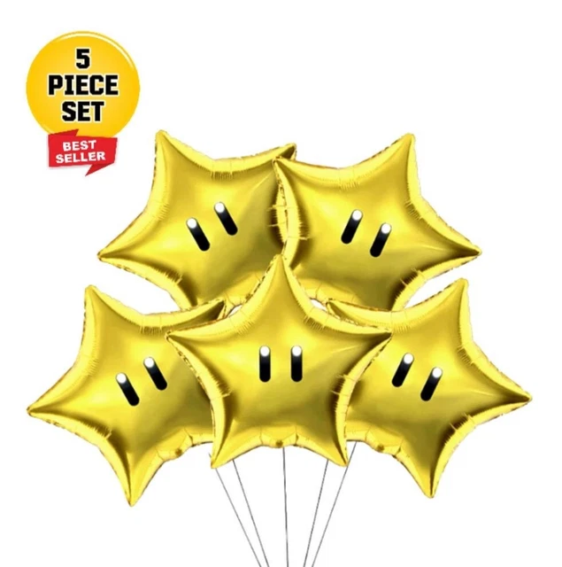 SUPER MARIO BROS Yellow Super Star Balloons Theme Birthday Party Decor ...