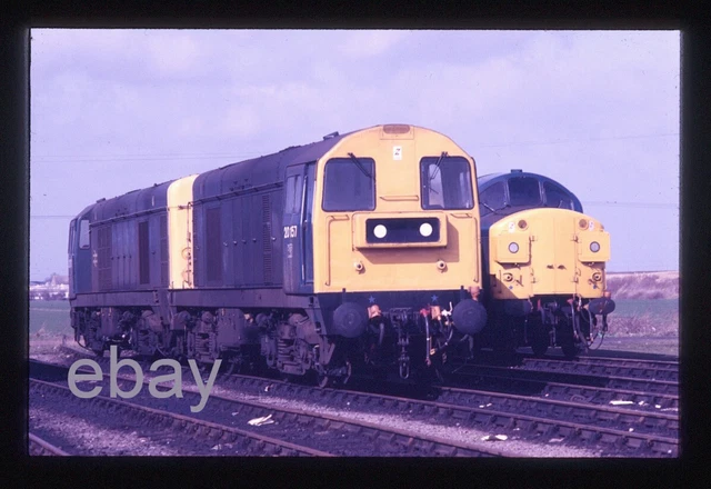 ORIGINAL 35MM slide - Class 20's - 20157 & sister stabled at March - 4. ...