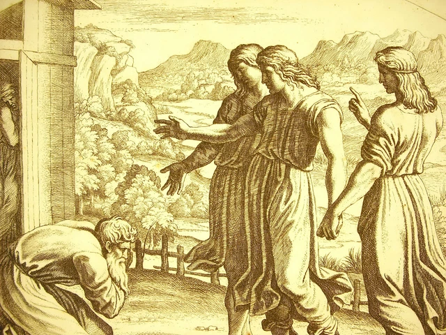 ABRAHAM ET LES trois Anges Angels La Bible Nic Chaperon 1649 ap Raphaël ...