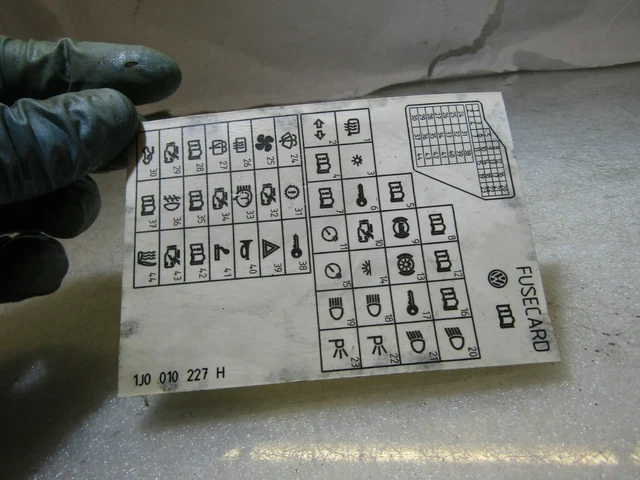 VW GOLF MK4 1.9 TDi interior fuse box card diagram fusecard £14.88 ...