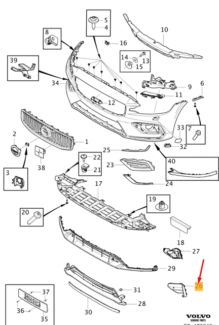 VOLVO V60 MK2 Front Bumper Right Grille 32227027 NEW GENUINE £109.20 ...