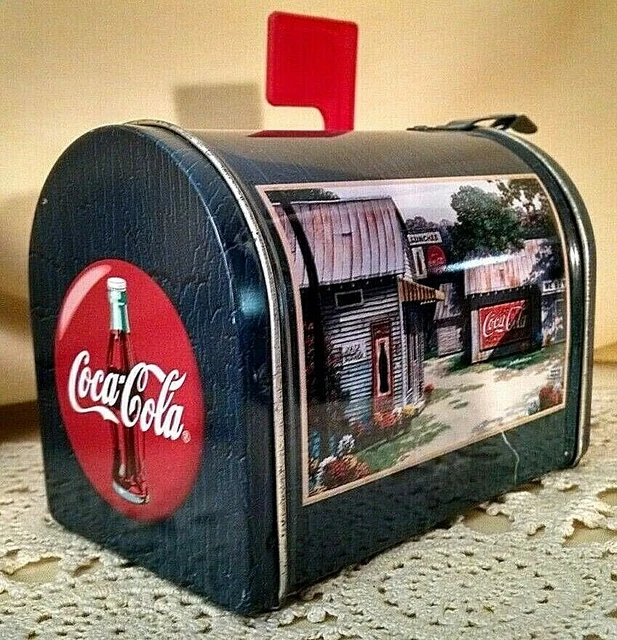 COKE TIN MAILBOX Plastic Flag Coca Cola Jim Harrison 1999 Giftco ...