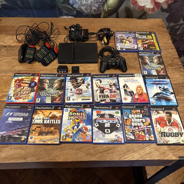 PLAYSTATION 2 (PS2) Slim Black Console With Controller, Games Bundle ...