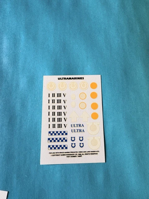 VINTAGE 1993 WARHAMMER Space Marine Ultramarine Transfer Decal Sheet. £ ...