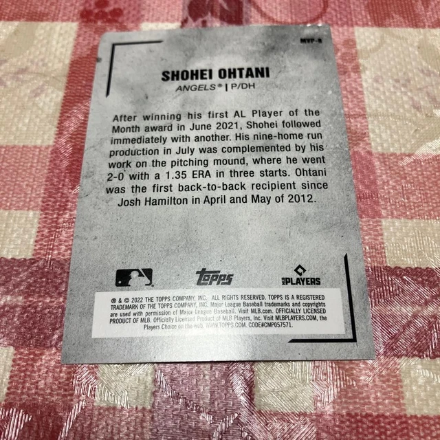 SHOHEI OHTANI 2021 AL Monthly MVP Card V4 $58.50 - PicClick AU