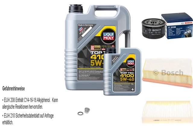 BOSCH INSPECTION SET 6L Liqui Moly Top Tec 4100 5W-40 pour de Renault EUR 117,53 - PicClick FR