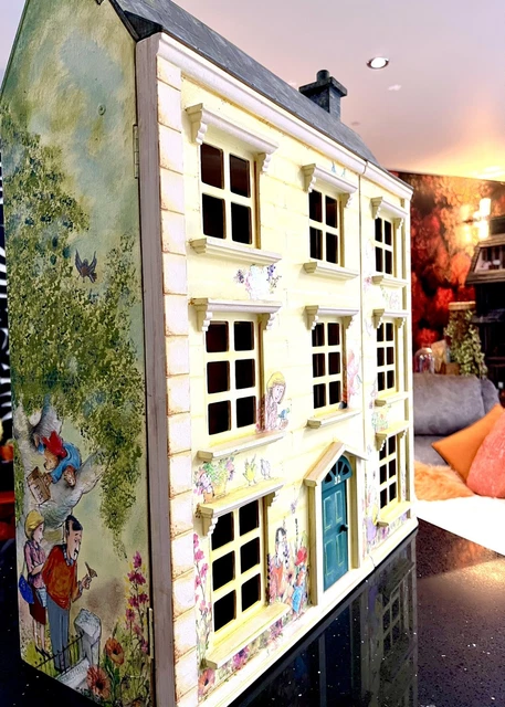 WOODEN DOLL'S HOUSE 1.16th scale Furnished Paddington Bear inspired OAK ...