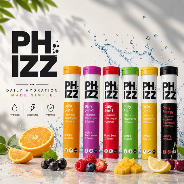 PHIZZ 3-IN-1 HYDRATION Tablets Electrolytes & Multivitamins Choose Any ...