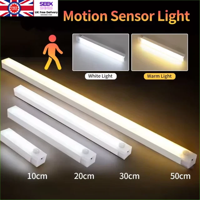 STRIP LIGHT LED PIR Motion Sensor Wireless USB Rechargeable Cabinet ...