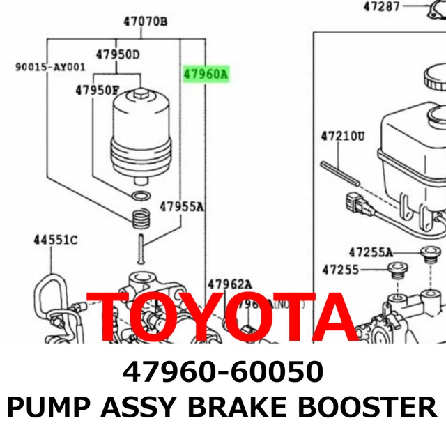 GENUINE TOYOTA LAND Cruiser FJ Cruiser PUMP ASSY, BRAKE BOOSTER 47960 ...