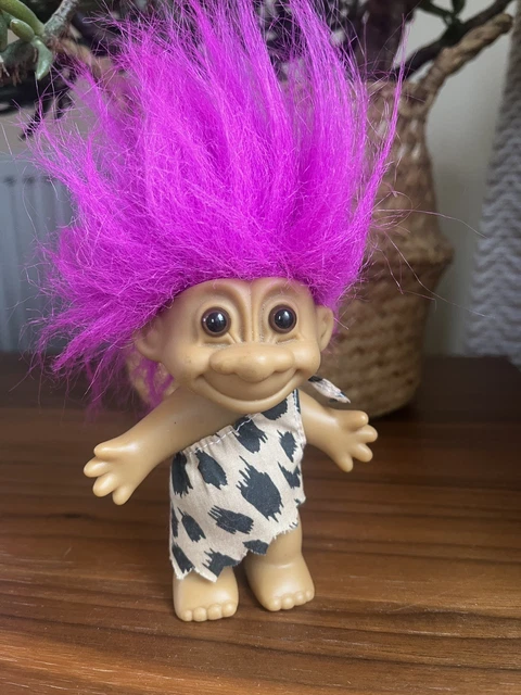 VINTAGE RUSS TROLL Doll CAVEMAN CAVEWOMAN Pink Hair 4” / 10cm tall VGC ...