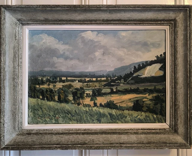 OIL ON CANVAS Signed Abacus 1950 Impressionism Painting Landscape Rural ...