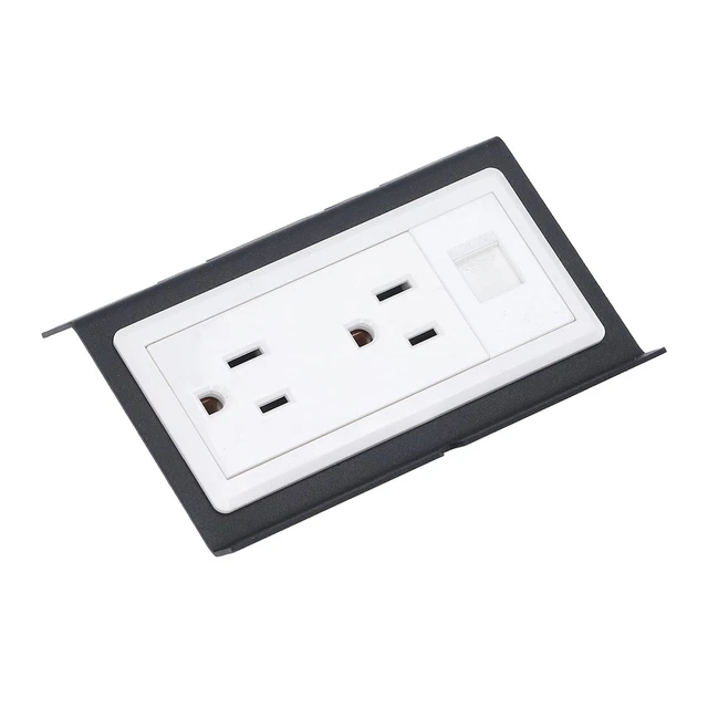 OFFICE RECESSED FLOOR Socket 2 AC Outlets And Computer Port Black ...