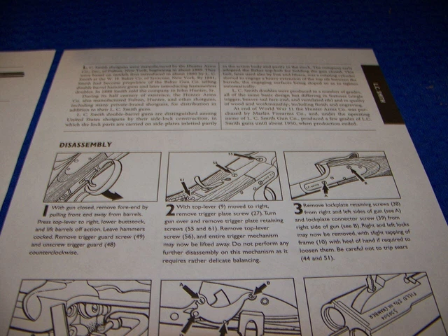L.C. SMITH DOUBLE-BARREL Shotgun ..Legend/Exploded View/Disassembly ...