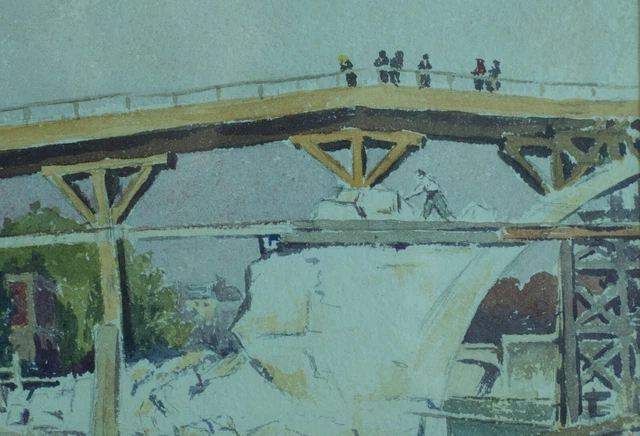 ANTIQUE DRAWING LANDSCAPE Portrait Nightwalker Craft Bridge Paris Seine ...