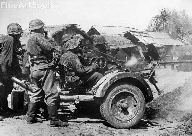 WAFFEN SS LIGHT anti aircraft unit attacking ground targets • WW 2 ...